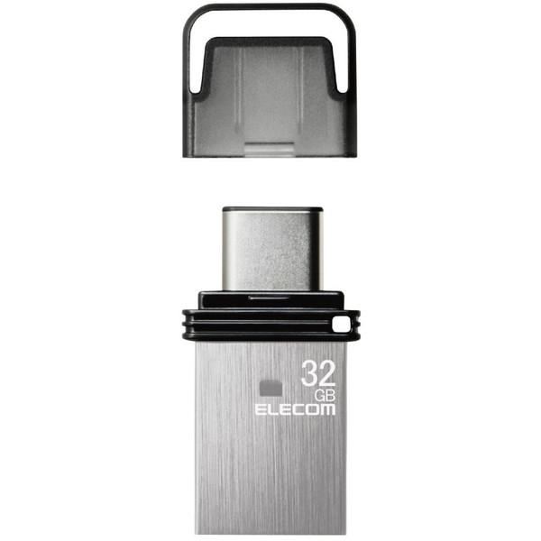 ELECOM USBメモリ エレコム MF-CAU32032GSV シルバー 32GB USB3.2(Gen1)/3.1(Gen1)/3.0/2.0 2in1 (Type-C / USB A ...