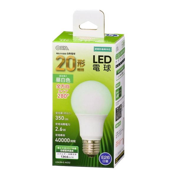 OHM LDA3N-G AG52 オーム電機 LED電球 (E26 20形相当 昼白色) : 総合通販PREMOA Yahoo!店 - 通販 - Yahoo!ショッピング