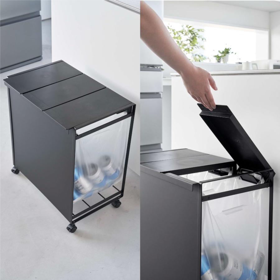 tower 蓋付き目隠し分別ダストワゴン 3分別 5977 ホワイト 5978 ブラック 分別 キッチン ごみ箱 山崎実業 タワー : SAKODAオンラインYahoo!ショッピング店 ...