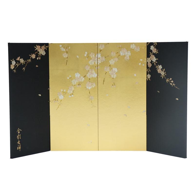 アウトレット品 屏風 屏風のみ 12号 四曲屏風 金彩 桜 (黒) 23a-ya-0163 : さくらソレイユ - 通販 - Yahoo!ショッピング