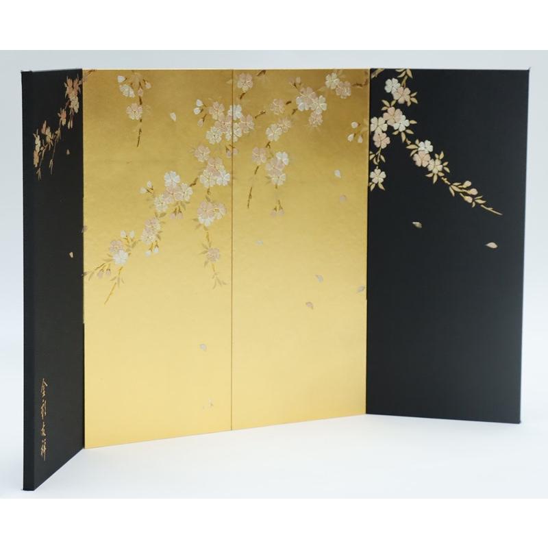 アウトレット品 屏風 屏風のみ 12号 四曲屏風 金彩 桜 (黒) 23a-ya-0163 : さくらソレイユ - 通販 - Yahoo!ショッピング