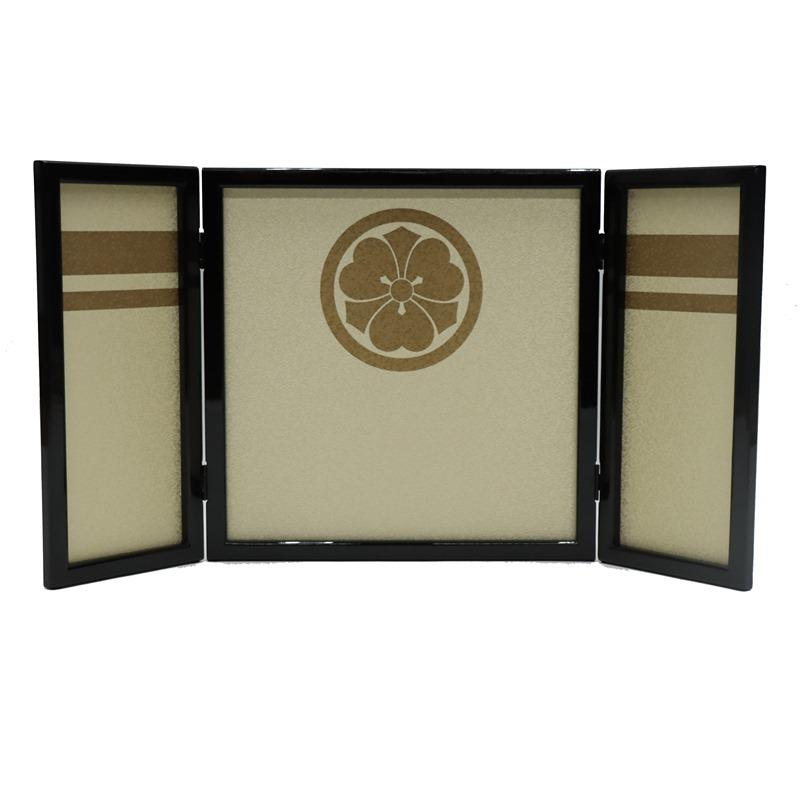 アウトレット品 屏風 屏風のみ 13号 三曲屏風 別誂 家紋入り屏風 黒塗三方枠 丸に剣片喰 530509-13 23a-ya-0172 : さくらソレイユ - 通販 - Yahoo!ショッピング