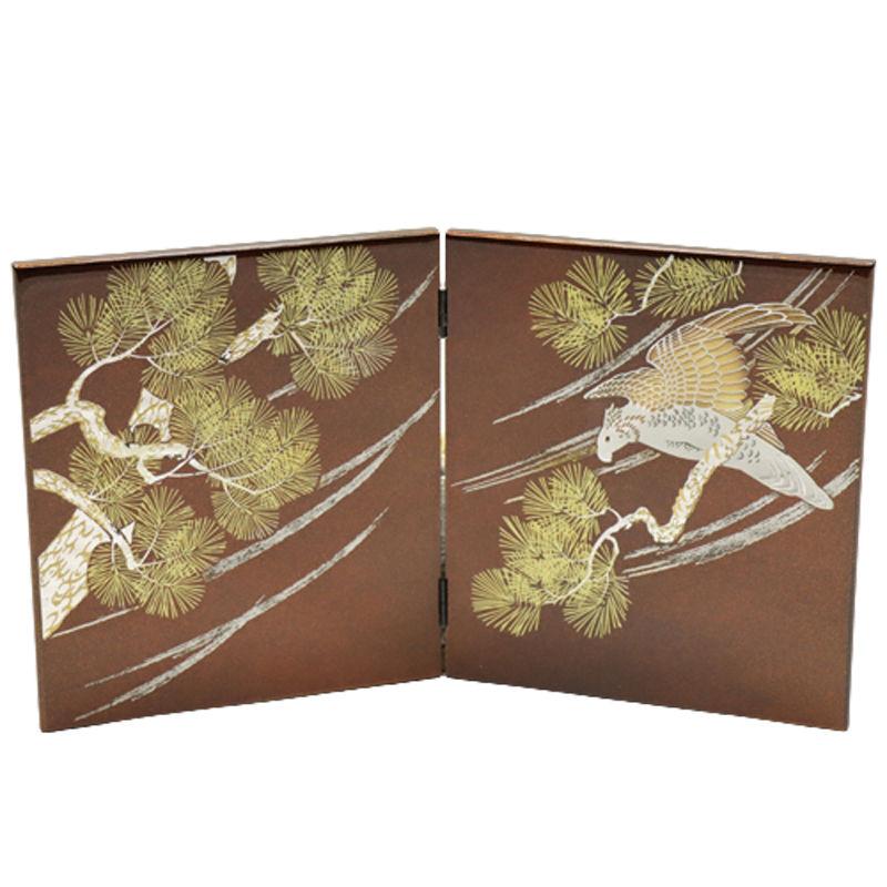 アウトレット品 屏風 単品 25cm 松鷹 二曲屏風 梨地 24a-ya-0214 : さくらソレイユ - 通販 - Yahoo!ショッピング