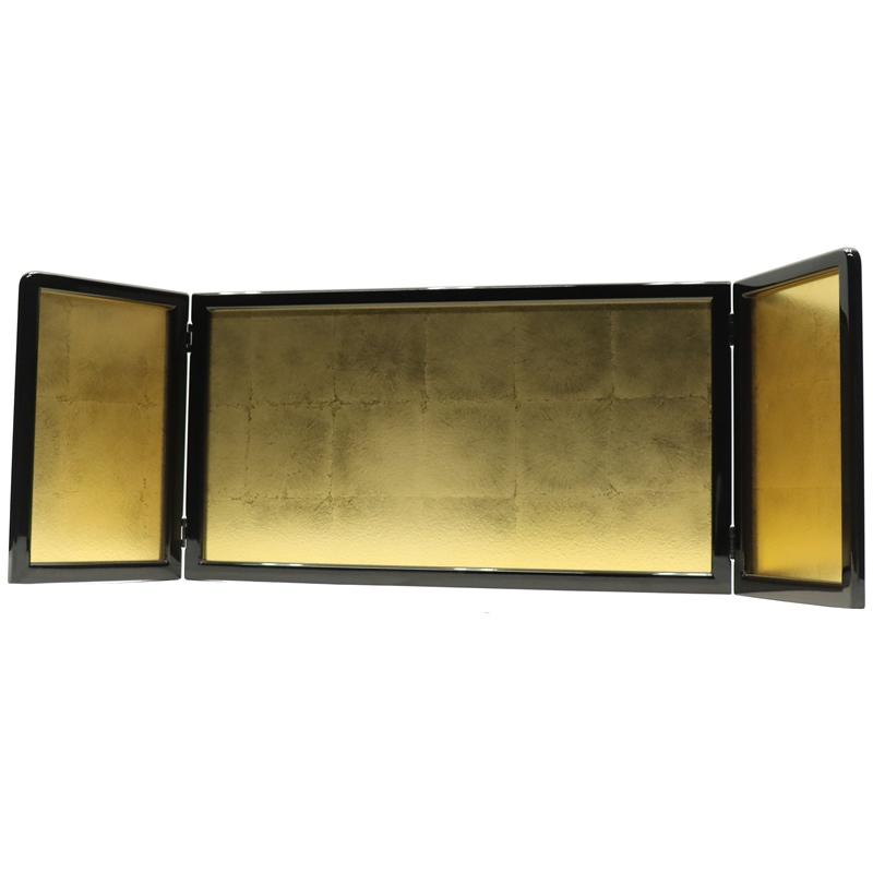 アウトレット品 屏風 単品 13号 新箔押金 三曲屏風 黒 24a-ya-0502 : さくらソレイユ - 通販 - Yahoo!ショッピング