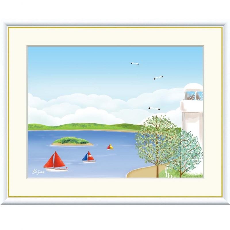 額絵 喜多一 海辺の灯台 f8・f6・f4サイズ のどかな風景 gk-a5-j3h004（p64） J3-H004 （代引き不可） : さくらソレイユ - 通販 - Yahoo!ショッピング