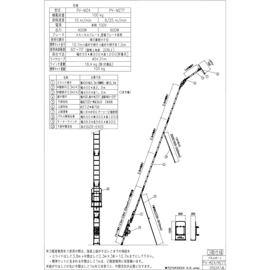 トーヨーコーケン PV-MZ4＋3階用追加部品セット#10030027 ソーラーパネル施工用リフト パネルボーイ （フルセット） : さくらOnlineStore - 通販 - Yahoo ...