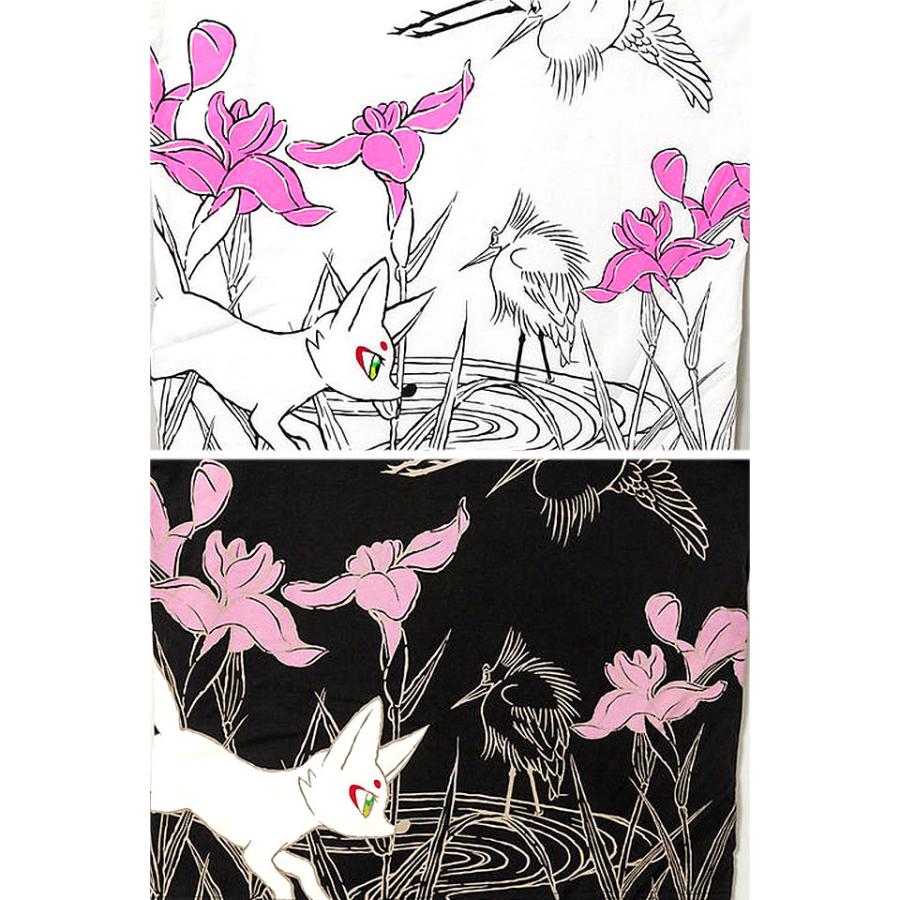 「ことこと(古都古都)物語 川辺に咲く菖蒲と鷺の図」半袖Tシャツ 今昔 KJ-27004 和柄 和風 狐 きつね キツネ : サクラスタイル - 通販 - Yahoo!ショッピング