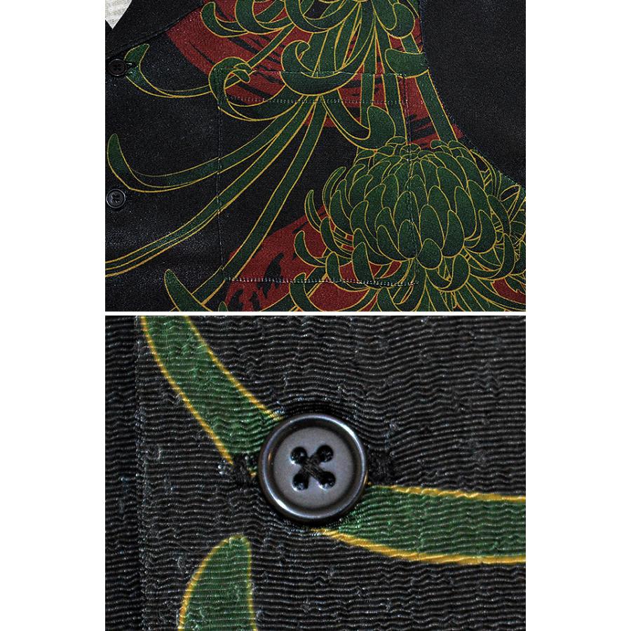 漢(おとこ)ノ開襟シャツ 絡繰魂 212849 和柄 和風 鯨 赤富士 狼 竜 龍