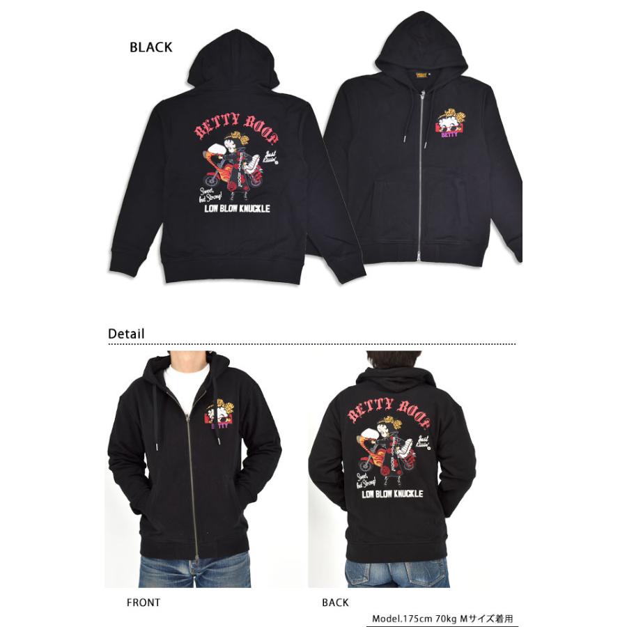LBK×BETTY 夜露死苦ヤンキーBETTYフルジップスウェットパーカー ロウ