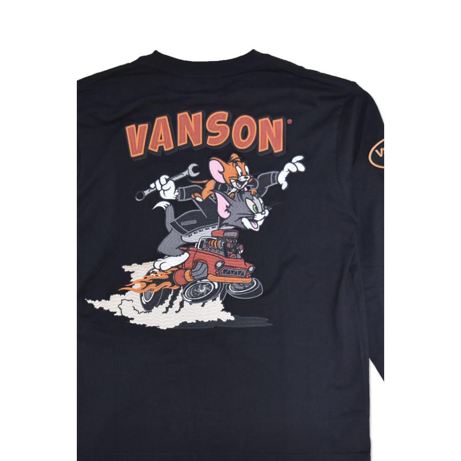 TOM＆JERRYコラボ 天竺ロングTシャツ vanson TJV-2531 バンソン ヴァンソン トムとジェリー 刺繡 TOM＆JERRYコラボ 天竺ロングTシャツ vanson TJV-2531 バンソン