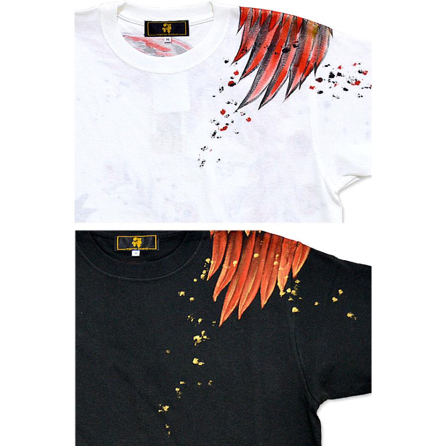 Zen 手描き半袖Tシャツ「朱雀と死神」 禅 KTH0072 和柄 和風 手書き