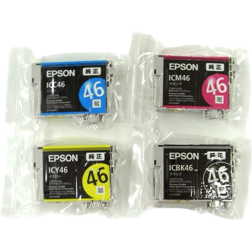 EPSON 純正インク IC4CL46 4色セット 4色パック 目印：サッカーボール 真空パック未開封 純正外紙箱なし アウトレット PX-101 PX-401A PX-402A PX ...