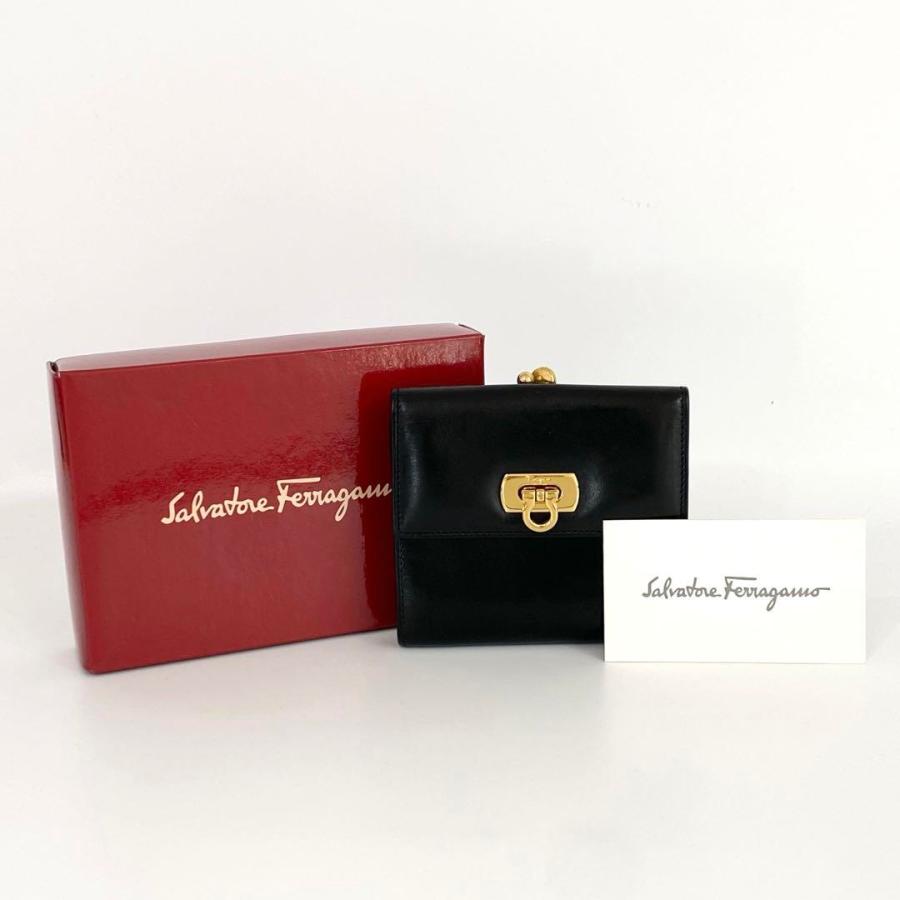 《大特価！》 サルヴァトーレフェラガモ 三つ折り財布 ガンチーニ がま口 ブラック 2-20905 : 2-20905 : usedBrand Sakサク - 通販 - Yahoo!ショッピング