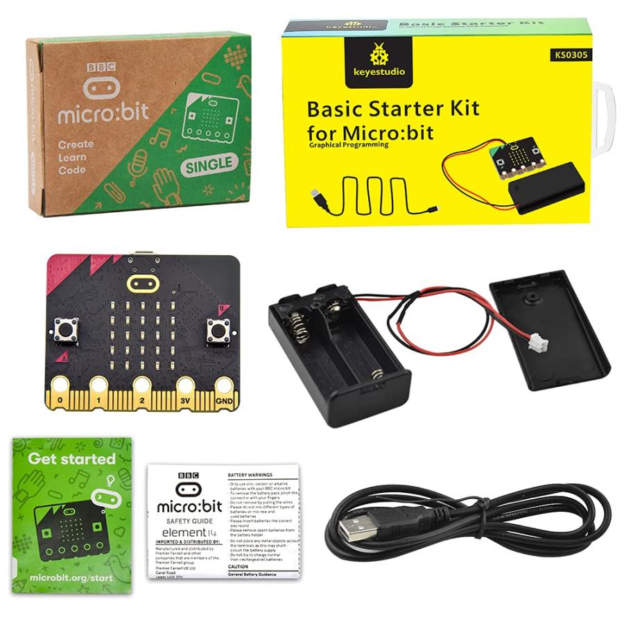 KEYESTUDIO BBC Micro:bit V2.21（マイクロビット）Microbitスターターキット 電 : 侍 - 通販 ...