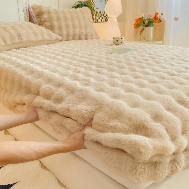 ボックスシーツ 冬用 もこもこ ふわふわ 一体型敷きパッド フランネル マットレスカバー 防寒 シングル セミダブル クイーンサイズ ベッドカバー B : SANA plus - 通販 ...