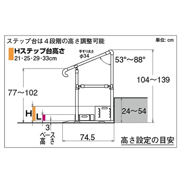 (矢崎化工) たちあっぷ540 CKH-01 両手すり 介護 屋外 屋内 掃出し窓 ベランダ 土間 段差昇降支え 置き型 簡単設置 工事不要 ステンレス ステップ台別売 : 介護shopサン ...