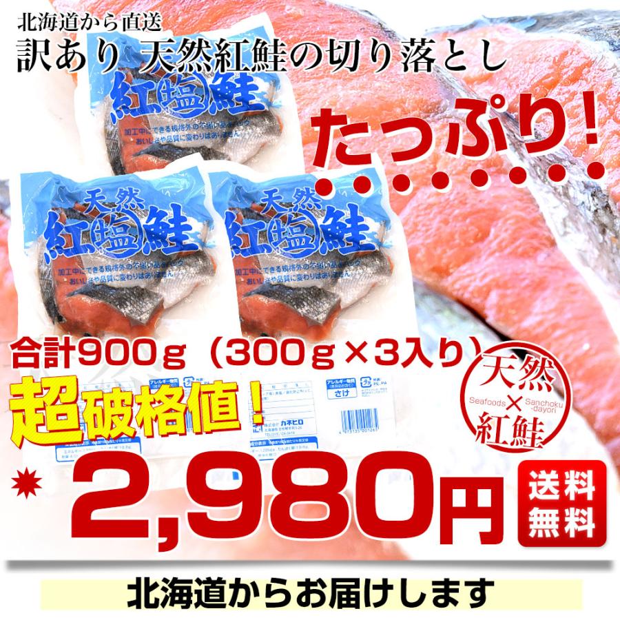 北海道より直送 北海道加工 訳あり 天然紅鮭の切り落とし 合計900g（300g×3入り）送料無料 紅鮭 鮭 さけ ※クール冷凍便 : 3153893375 : 産直だより+PLUS - 通販 ...