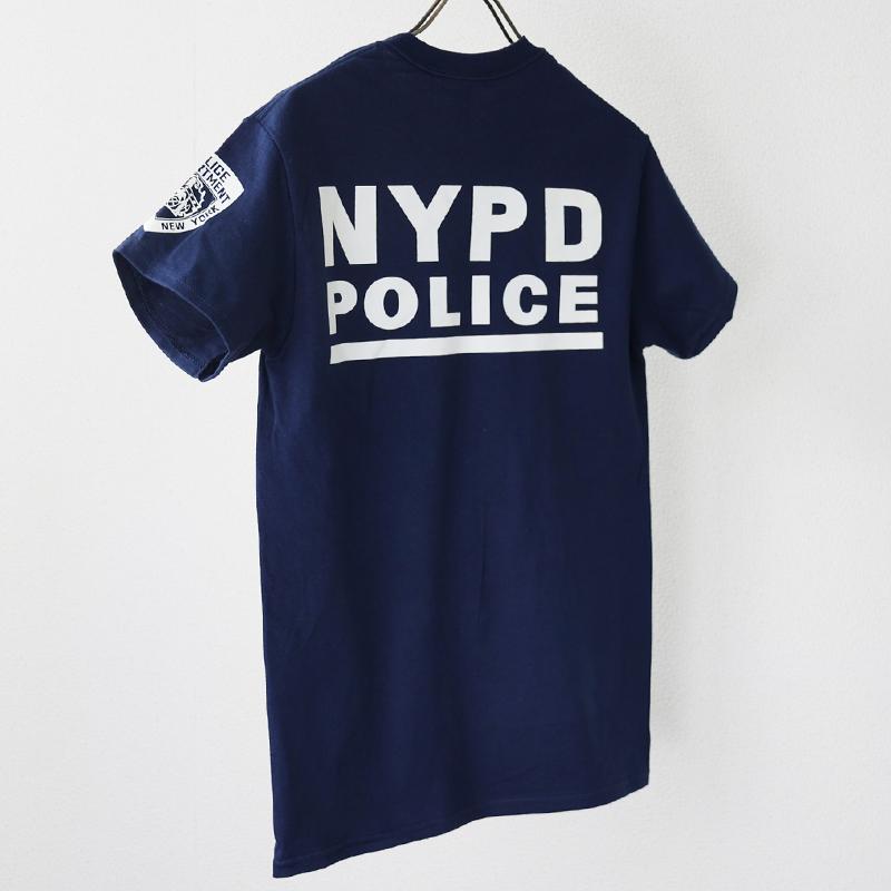 US. POLICE Tシャツ[NYPD POLICE] (ネイビー/白) アメリカンポリス LE 警察 新品 ニューヨーク 市警 紺 半袖 ロゴ マーク プリント GILDANエスアンド ...