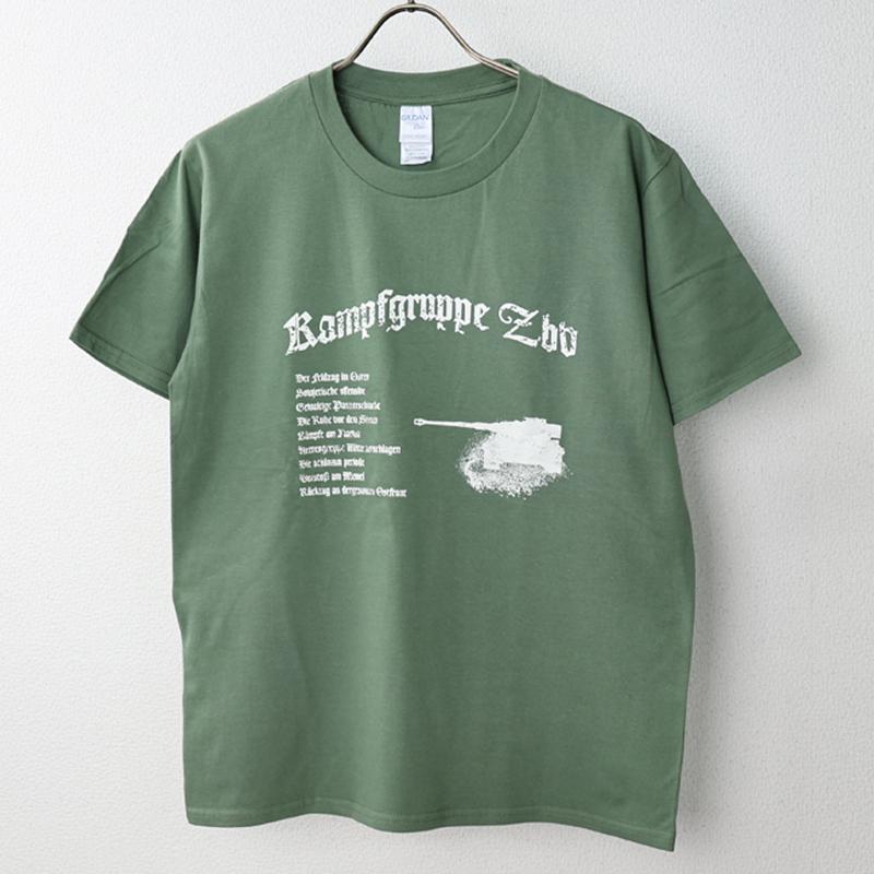小林源文 Kampfgruppe Zbv Tシャツ ゲンブン 戦車 ドイツ デザイン ミリタリー コットン ブラック グリーン OD チャコール グレー GILDAN エスアンドグラフ ...
