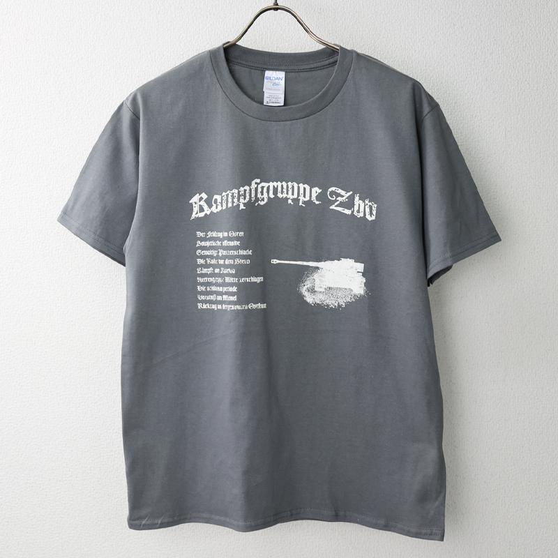 小林源文 Kampfgruppe Zbv Tシャツ ゲンブン 戦車 ドイツ デザイン ミリタリー コットン ブラック グリーン OD チャコール グレー GILDAN エスアンドグラフ ...