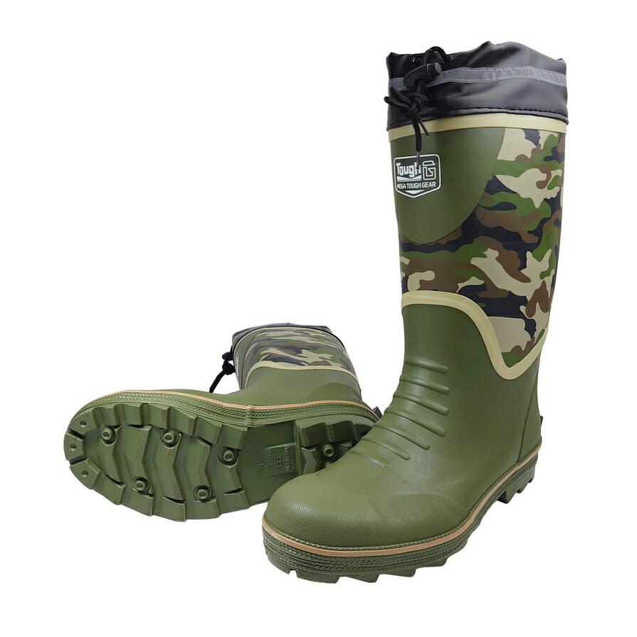 迷彩安全ゴム長靴(カバー付) グリーン 長靴 メンズ おしゃれ 雪 雨靴 通勤 通学 ブーツ 釣り 迷彩柄 カモフラ 緑 カバー付き シンプル ...