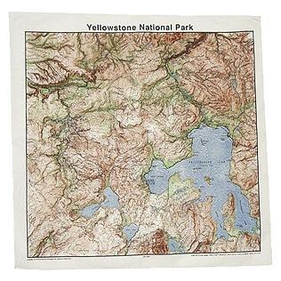 The Printed Image Map Bandana マップバンダナ ハンカチ YELLOW STONE National Park ...