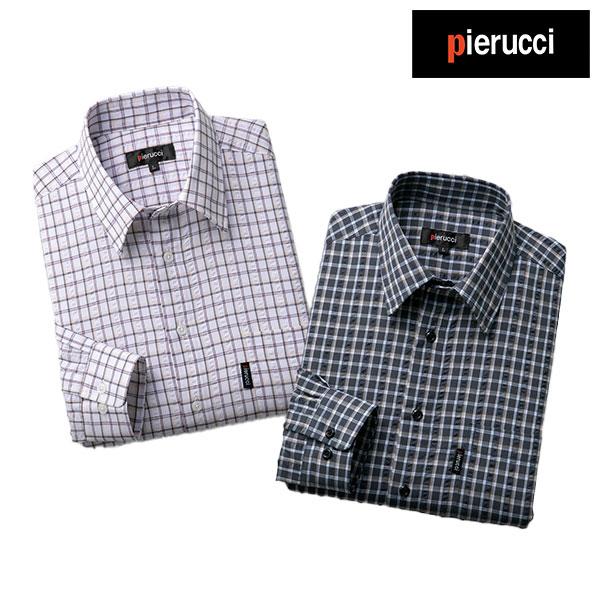 pierucci 彩香 ピエルッチ 格子柄シアサッカー長袖シャツ 2色組 GV-062 1セット（2枚：2色×各1枚） : 産経ネットショップ - 通販 - Yahoo!ショッピング