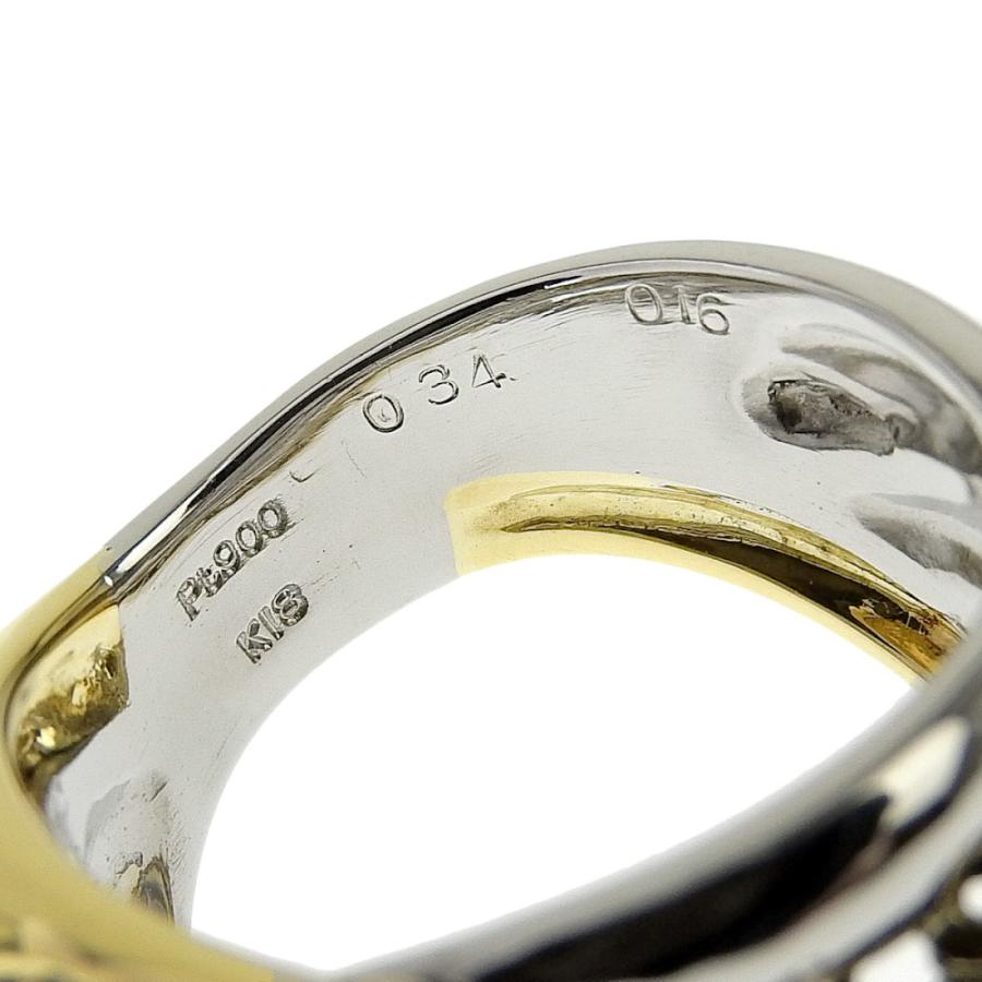 0.34ct 天然ルビー リング 11号 Pt900 K18YG 新品仕上げ済み 合計0.16ct 天然ダイヤ レディース 18K 18金 イエローゴールド プラチナ 白金 送料無料 中古 ...