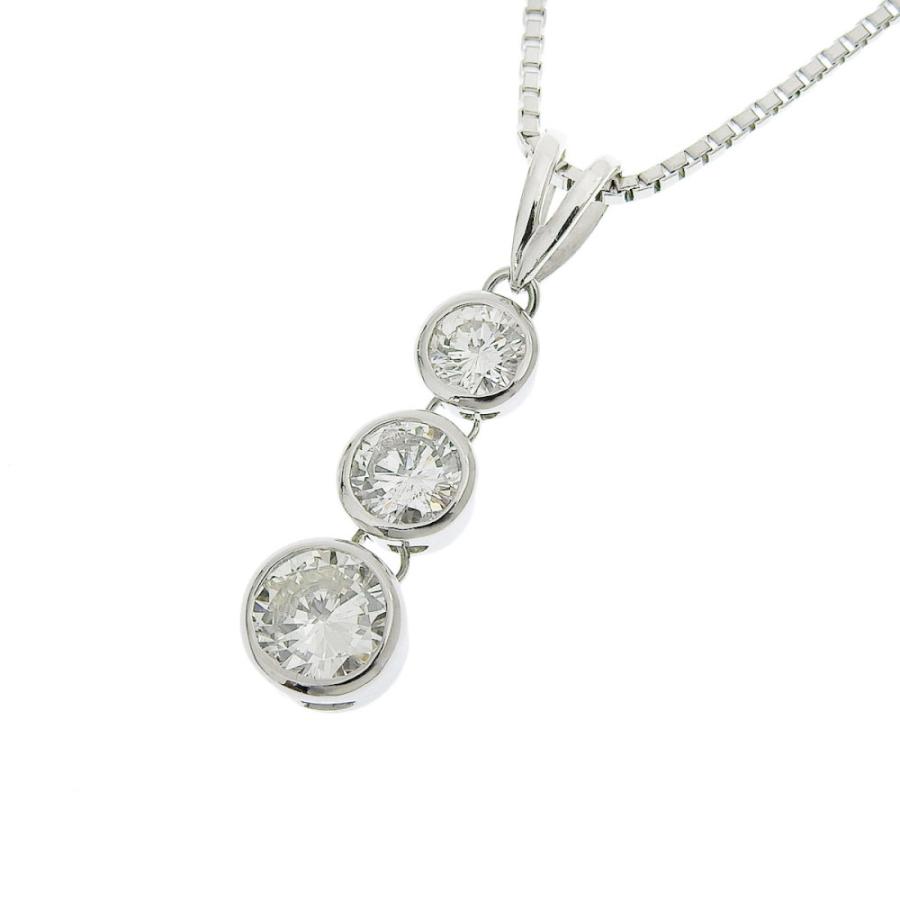合計1.069ct 天然ダイヤ ネックレス 43cm Pt850/900 三粒 3粒 3P 揺れる 動く 3連 三連 送料無料 中古 : 三光 ...