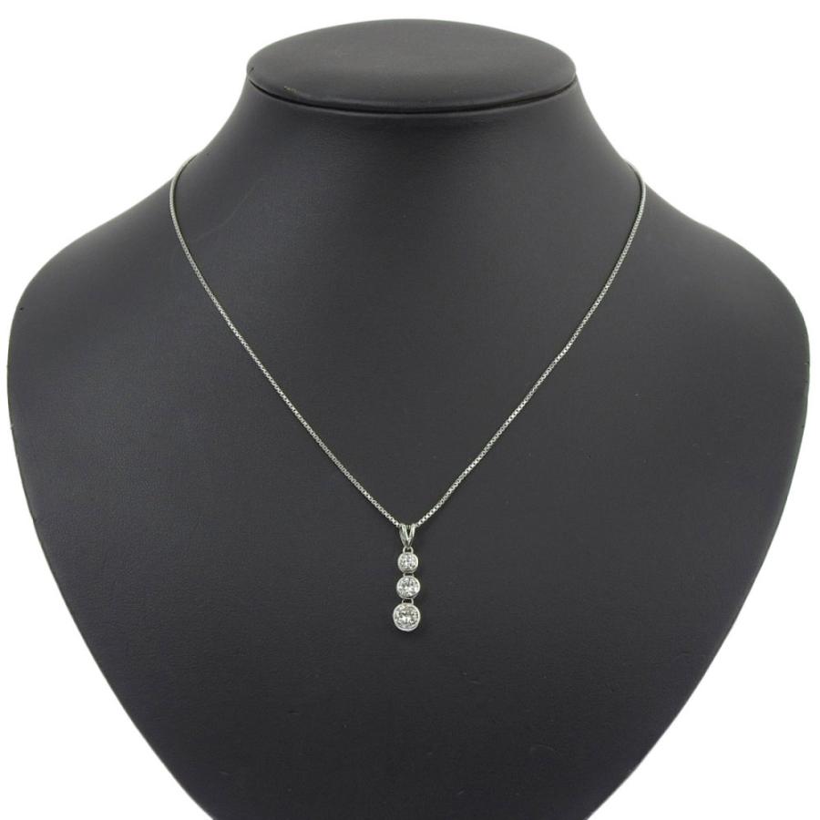 合計1.069ct 天然ダイヤ ネックレス 43cm Pt850/900 三粒 3粒 3P 揺れる 動く 3連 三連 送料無料 中古 : 三光 ...