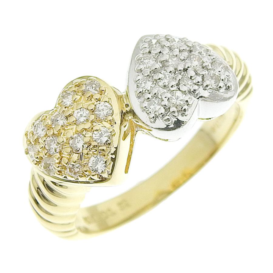 合計0.32ct 天然ダイヤ リング 11号 K18YG/Pt900 18K 18金 ハートデザイン コンビ 送料無料 中古 : 三光質店Yahoo!ショッピング店 - 通販 - Yahoo ...