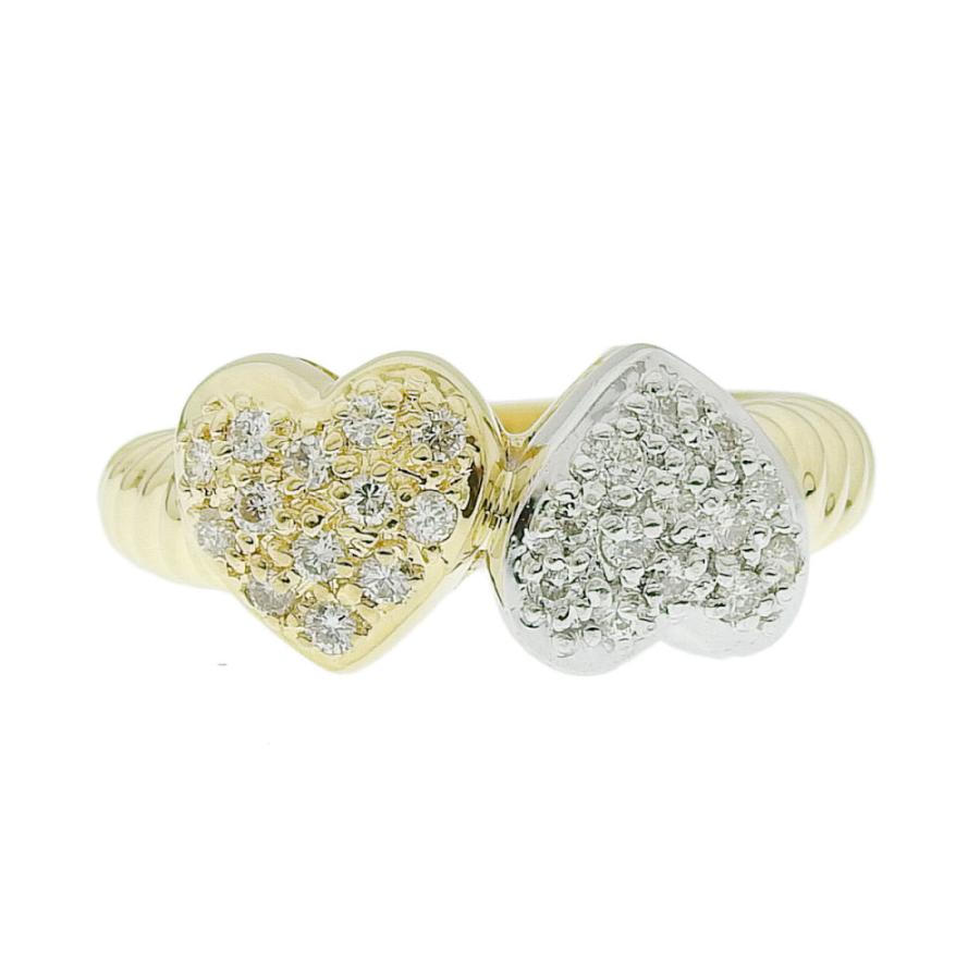 合計0.32ct 天然ダイヤ リング 11号 K18YG/Pt900 18K 18金 ハートデザイン コンビ 送料無料 中古 : 三光質店Yahoo!ショッピング店 - 通販 - Yahoo ...