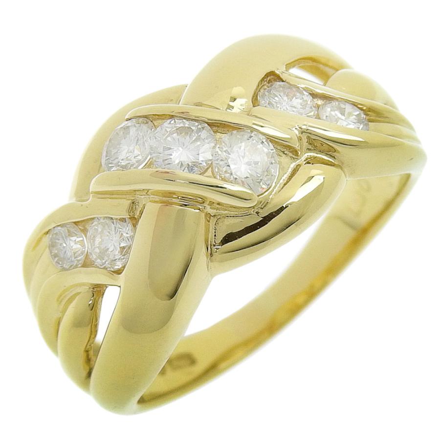 合計0.61ct 天然ダイヤ リング 13号 K18YG 18金 オープンワーク 7P 7粒 七粒 ロープ 編み込み 送料無料 中古 : 三光質店Yahoo!ショッピング店 - 通販 ...