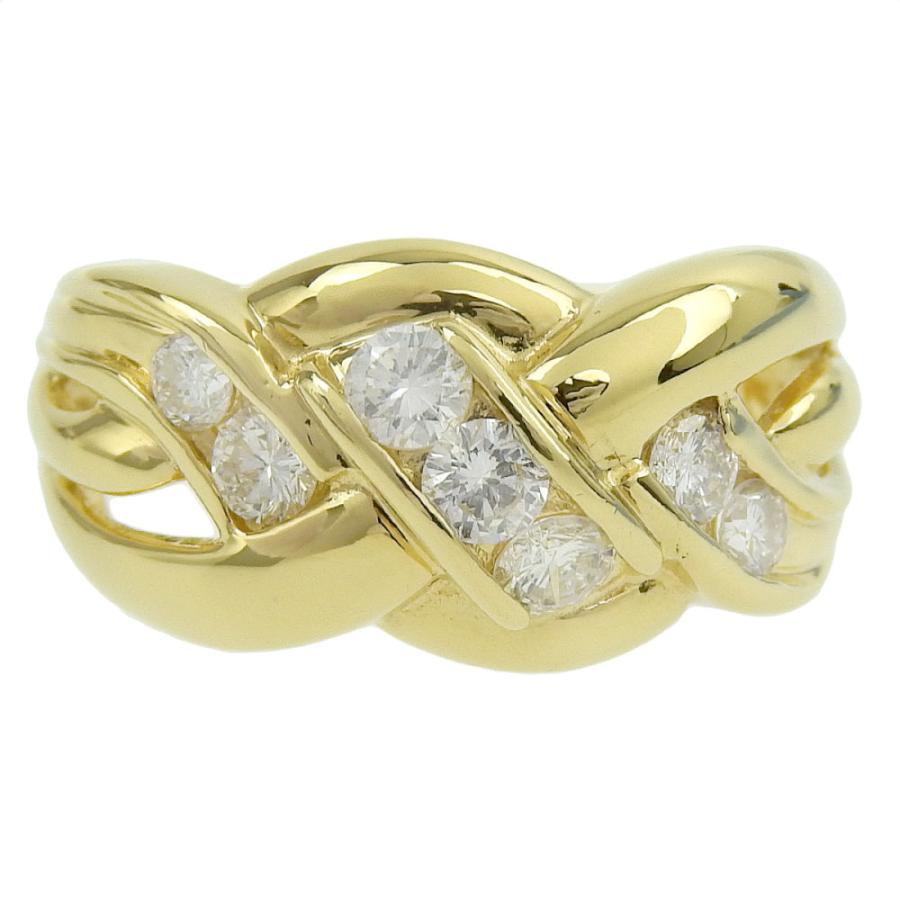 合計0.61ct 天然ダイヤ リング 13号 K18YG 18金 オープンワーク 7P 7粒 七粒 ロープ 編み込み 送料無料 中古 : 三光質店Yahoo!ショッピング店 - 通販 ...