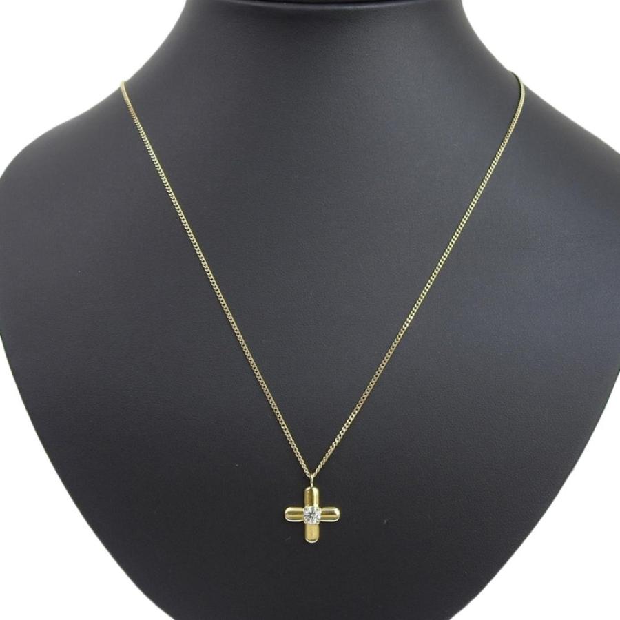 F/VS1/VG 0.321ct 天然ダイヤ ネックレス 64cm K18YG 鑑定書付き レディース 18K 18金 イエローゴールド 金無垢 クロスモチーフ 送料無料 中古 : 三光質店 ...