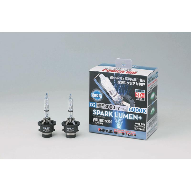 RACING GEAR D2S、D2R゛兼用 SPL+ 6000K RGH-RB660 レーシングギア RG 純正交換HIDバルブ : サン ...