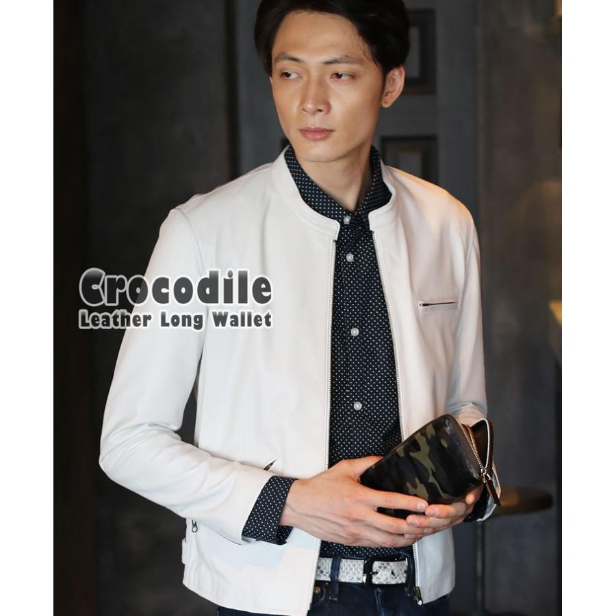 クロコダイル ラウンドファスナー 長財布 マット加工 カモフラ柄