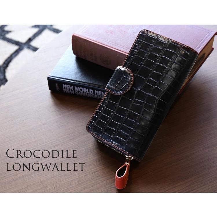 クロコダイル ラウンドファスナー 長財布 バイカラー マット加工