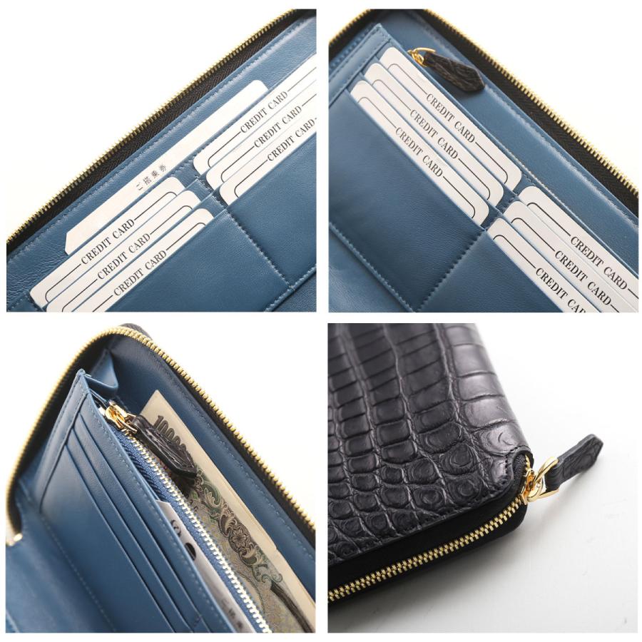 スモール クロコダイル メンズ 長財布 手帳型 マット 加工 ラウンド