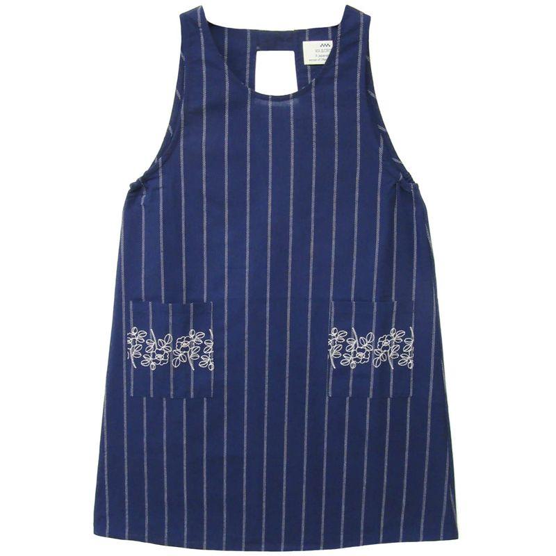 レディース 後ろボタン＆シャーリング エプロン M?L ストライプ W-94241 k0806 :20230228175608-00116 ...