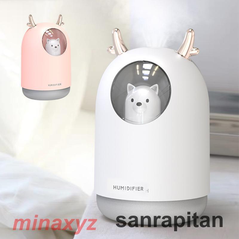 加湿器 おしゃれ 式 卓上 かわいい 空気浄化機 300ml 大容量 静音 7色LEDライト 抗菌 除菌 乾燥対策 オフィス 寝室 リビング 家庭用 : petto05-1126 : サンラ ...