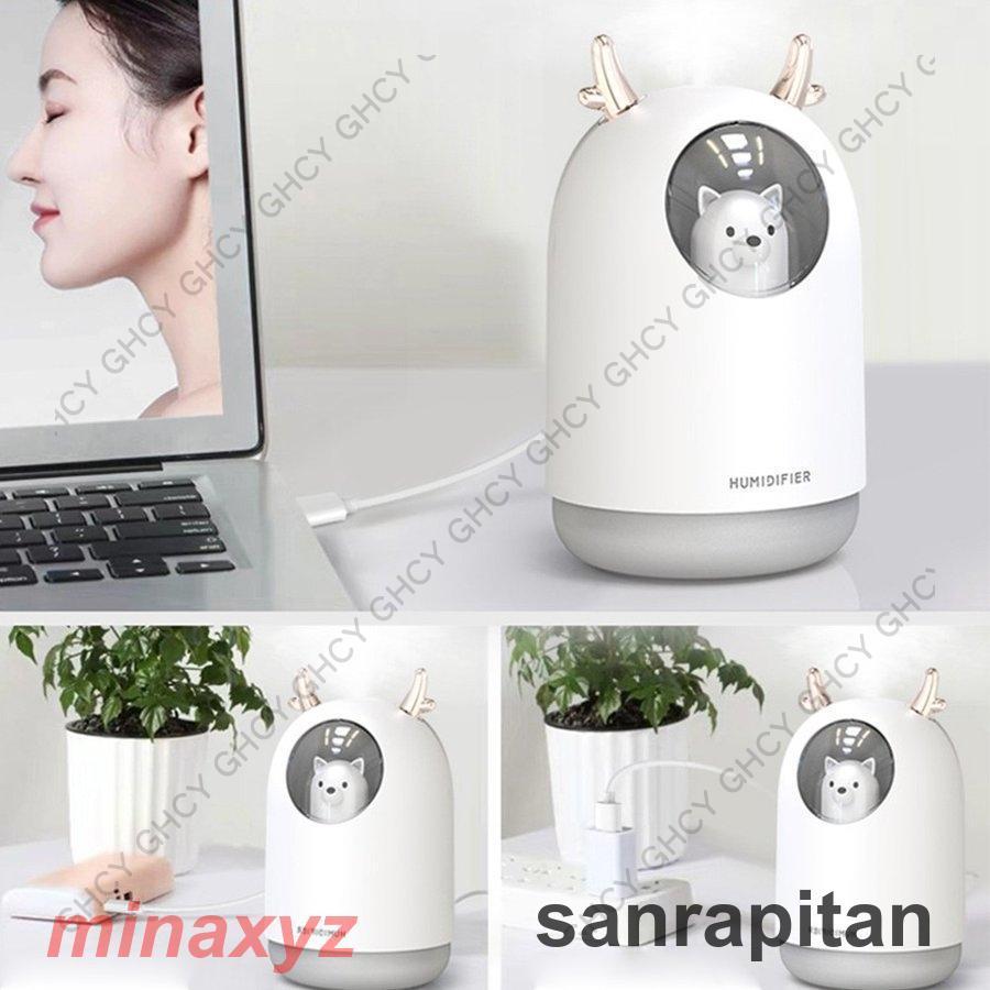 加湿器 おしゃれ 式 卓上 かわいい 空気浄化機 300ml 大容量 静音 7色LEDライト 抗菌 除菌 乾燥対策 オフィス 寝室 リビング 家庭用 : petto05-1126 : サンラ ...