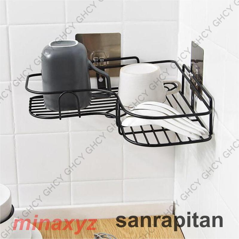 浴室収納 浴室ラック 浴室収納ラック 浴室収納棚 鉄 壁取付 おしゃれ フック付き 1段 矩形 三角棚 荷重力 室内物干し キッチンラック 小物整理 お風呂収納 : petto05-1402 ...