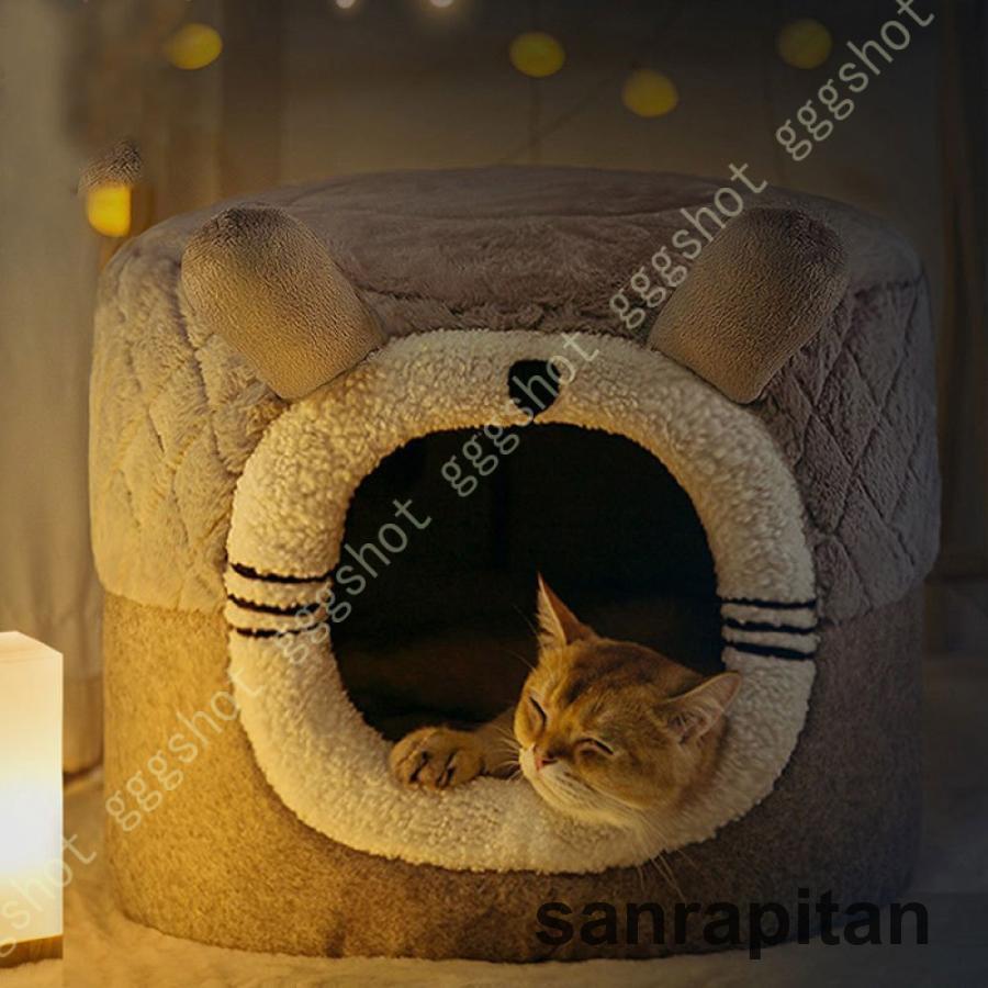 ペットベッド 猫 ベッド 夏 猫ハウス ドーム型 クッション型 折り畳み 2WAY ホットカーペット対応 ふわふわ クッションマット付 冬夏 通年タイプ 洗える : petto06-510 ...