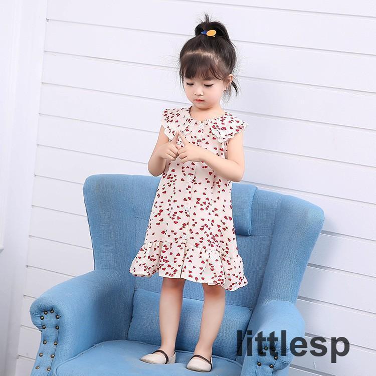 ワンピース キッズ 女の子 膝丈 ミディアム ノースリーブ フリル クルーネック かわいい 90 100 110 120 130 : サンラびったん - 通販 - Yahoo!ショッピング