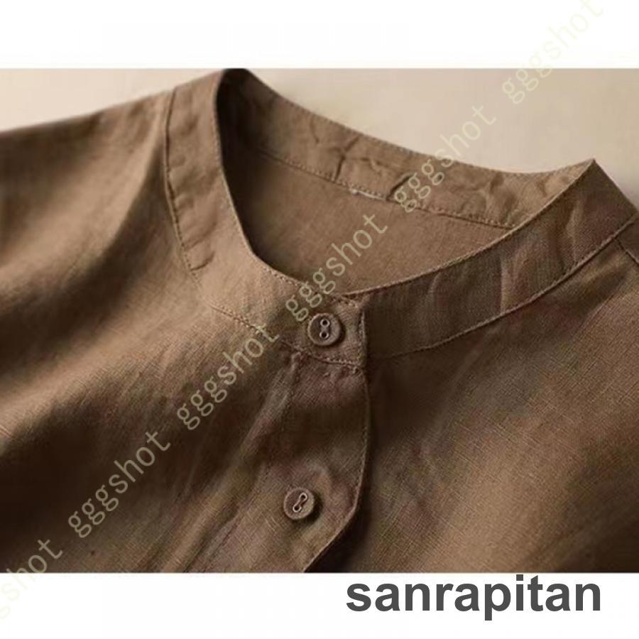 ブラウス レディース シャツ リネン 長袖 プルオーバー バルーン袖 ラハイネック ゆったり 大人 トップス きれいめ 無地 普段着 カジュアル オフィス 夏 :qunzi1-1384:サンラ ...