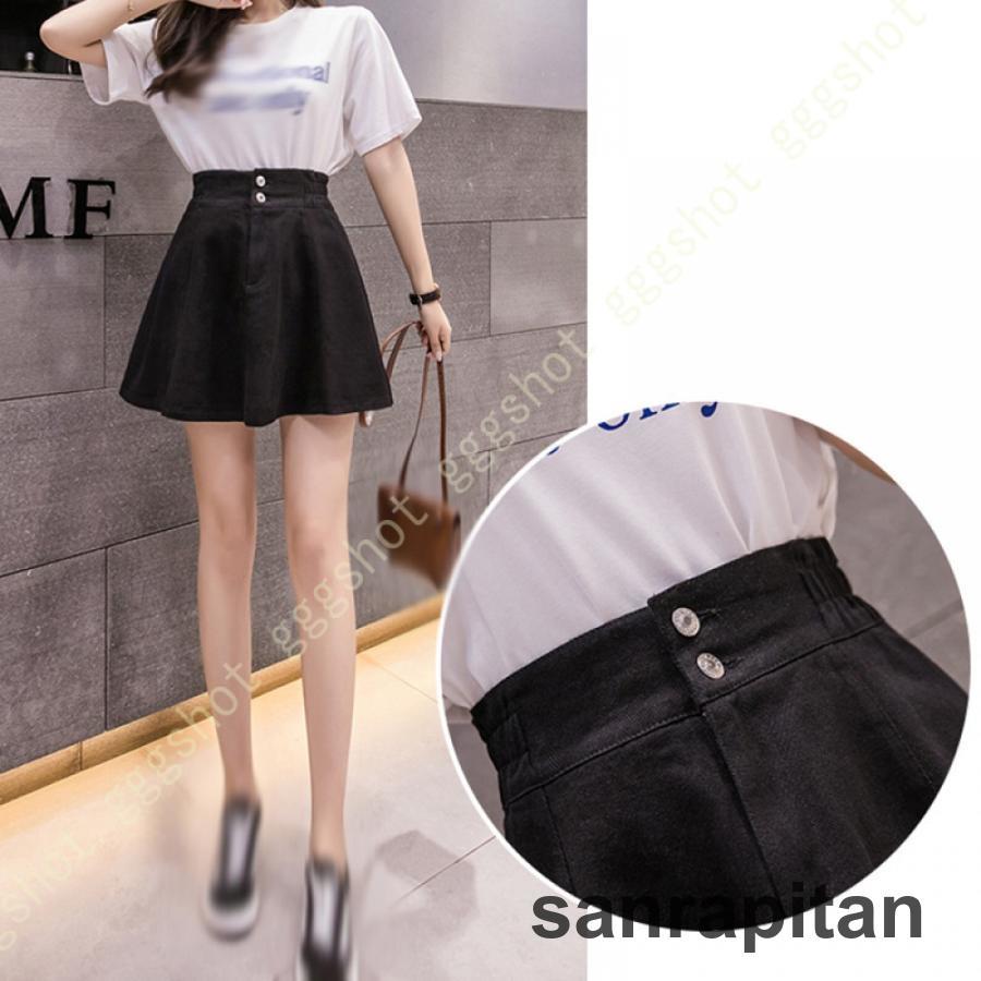 スカート レディース 白 デニム ハイウェスト ミニ フレア 美足 美ライン 韓国風 美尻 カジュアル 原宿系 おしゃれ 無地 デニム スカート フレアスカート :qunzi1-2347:サン ...
