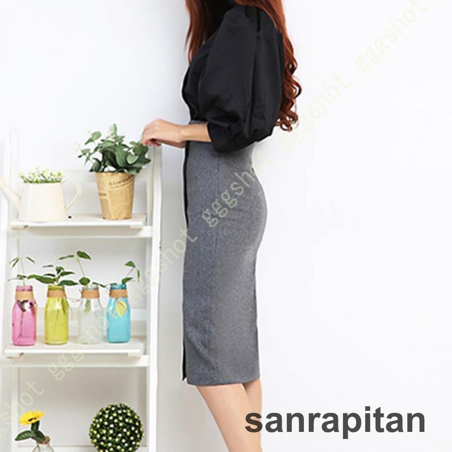 スカート レディース スリット ロングスカート ストレート スカート ウエストゴム タイト ハイウェスト 体型カバー ミモレ丈 脚長効果 通学 カジュアル 普段着 : qunzi1-2440 ...