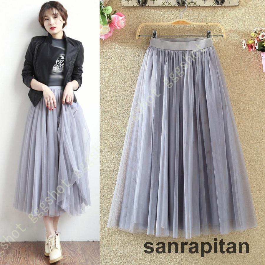 チュール スカート フレア スカート マキシ ロングスカート ウエストゴム マキシスカート 無地 スカート ミモレ丈 チュールスカート レディーススカート 旅行 : qunzi1-268 ...