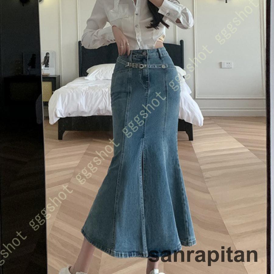 デニム スカート ロング レディース マーメイドスカート おしゃれ かわいい きれいめ ロンスカ 小さいサイズ 春夏秋冬 オールシーズン 黒 無地 伸縮性 : qunzi1-5652 : サン ...